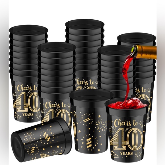 Party Supplies | 4 Pack 40th Birthday Cups Cheers To 40 Years Birthday ...